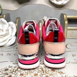 Michael Kors | Shoes | Michael Kors Pink Red Maddie Trainer Sneaker ...